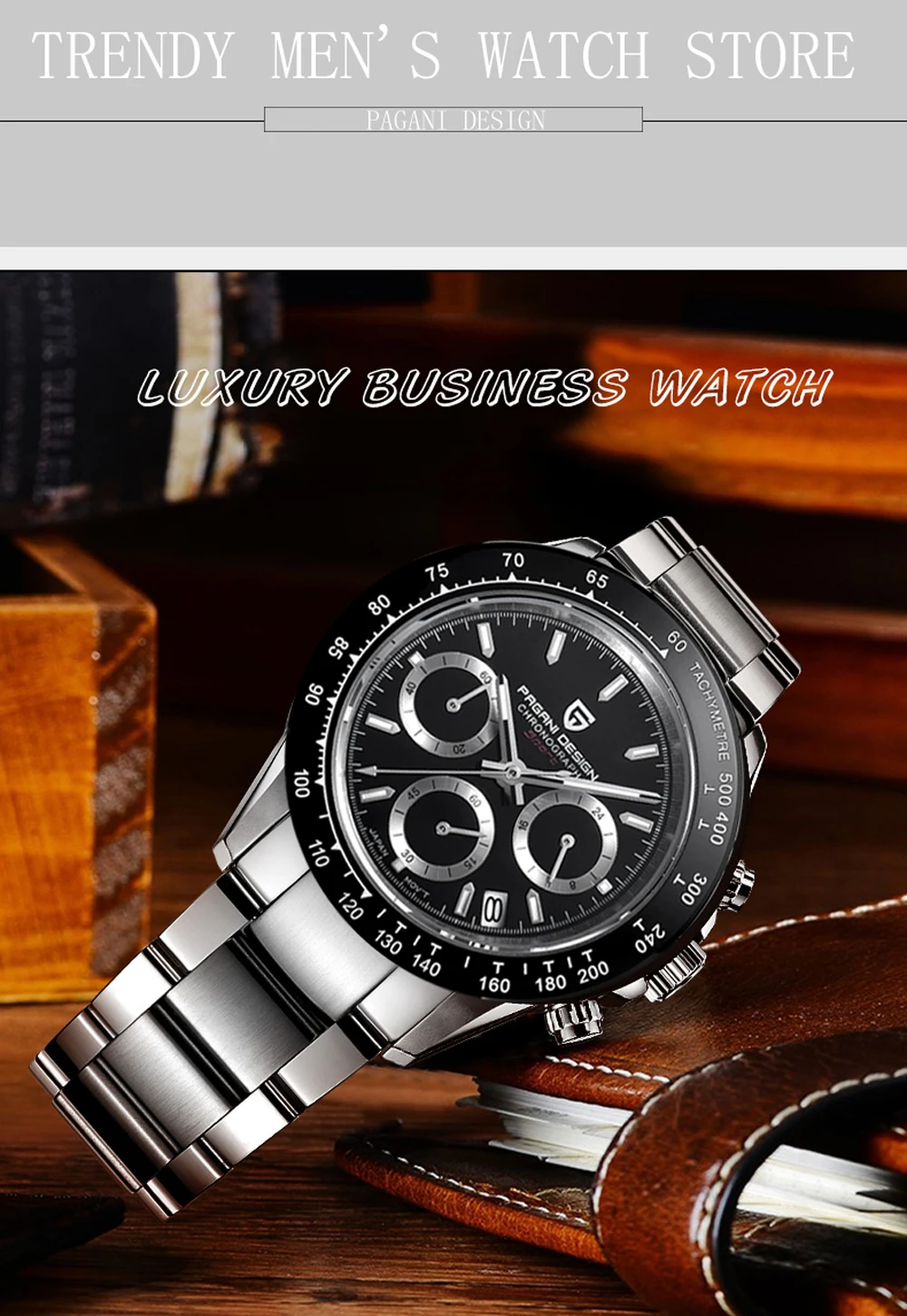 New PAGANI DESIGN Chronograph Luxury Quartz Wrist Watch For Men Automatic Date 100M Waterproof ...