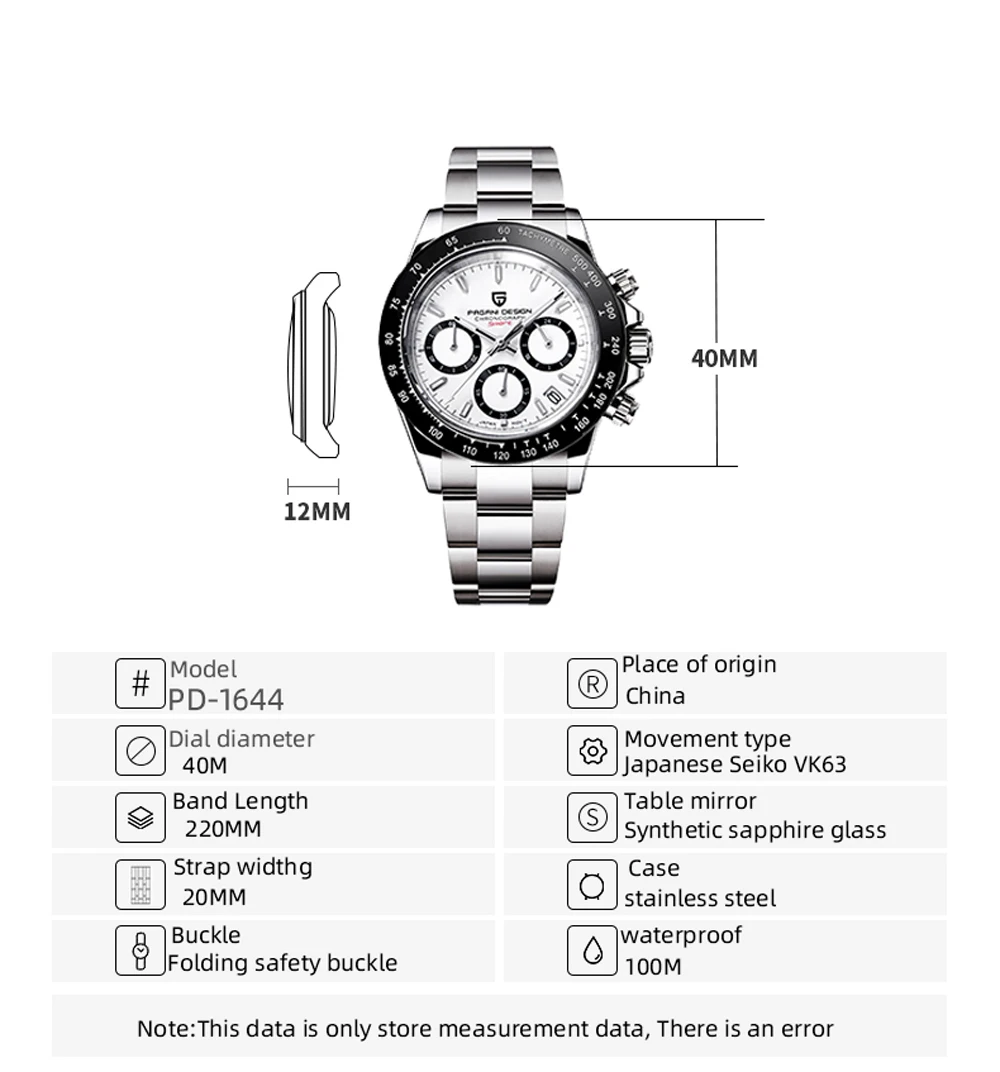 New PAGANI DESIGN Chronograph Luxury Quartz Wrist Watch For Men Automatic Date 100M Waterproof ...