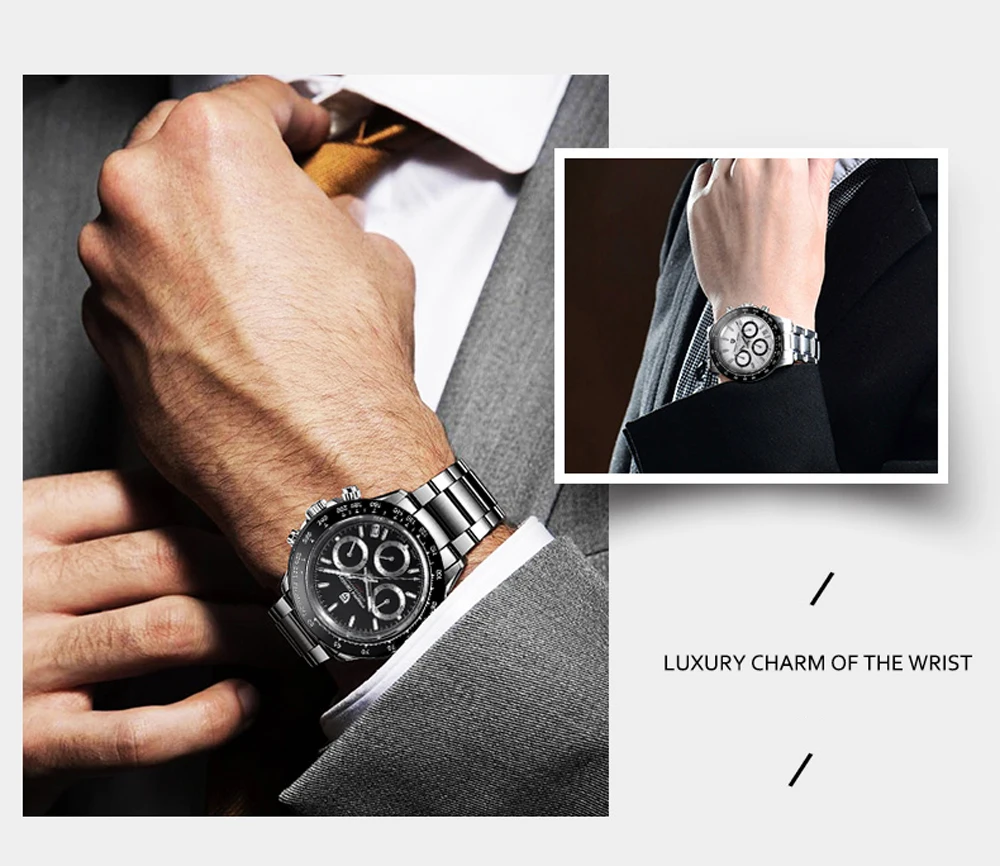 New PAGANI DESIGN Chronograph Luxury Quartz Wrist Watch For Men Automatic Date 100M Waterproof ...