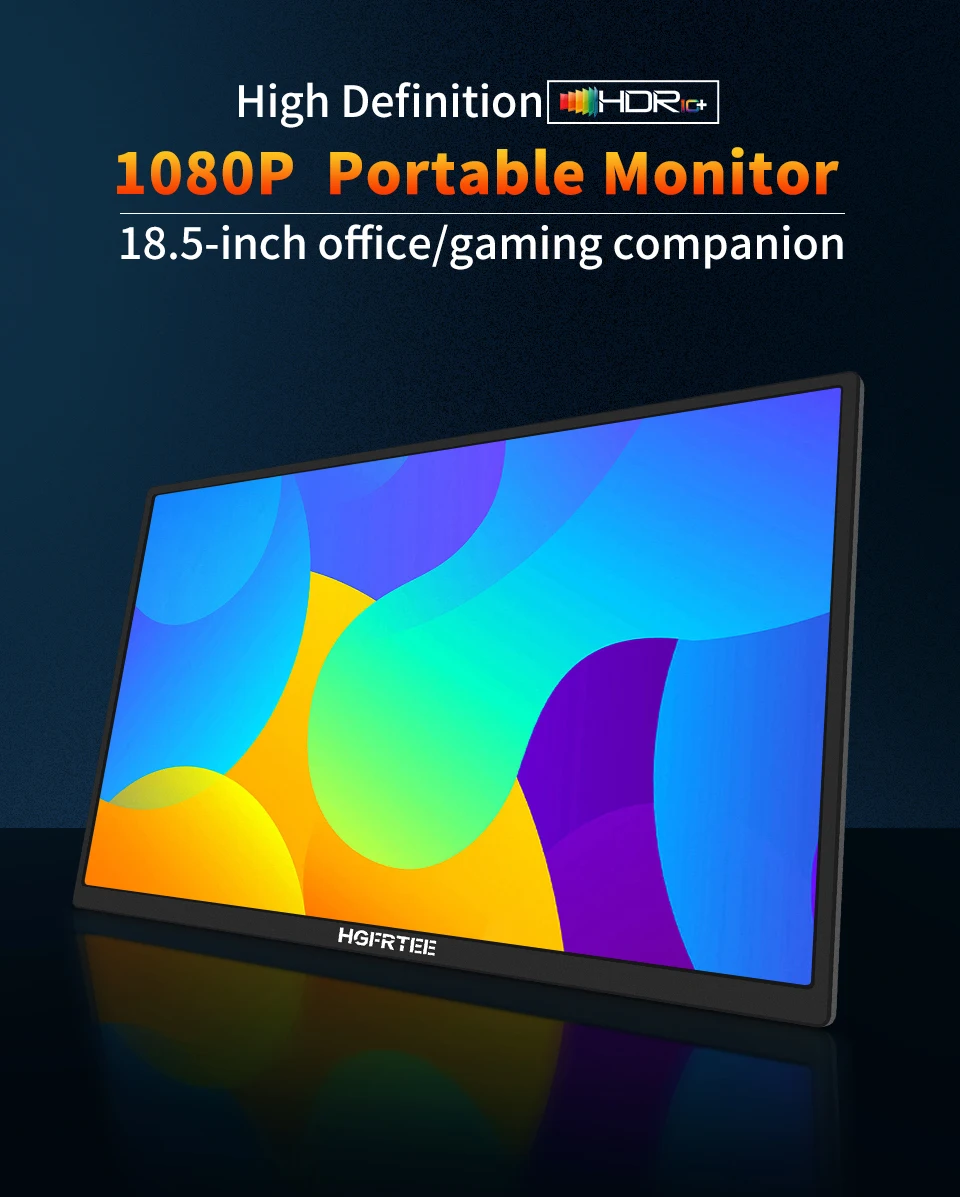 HGFRTEE 18.5inch Portable Monitor 100Hz RGB100% With VESA Hole & Back ...