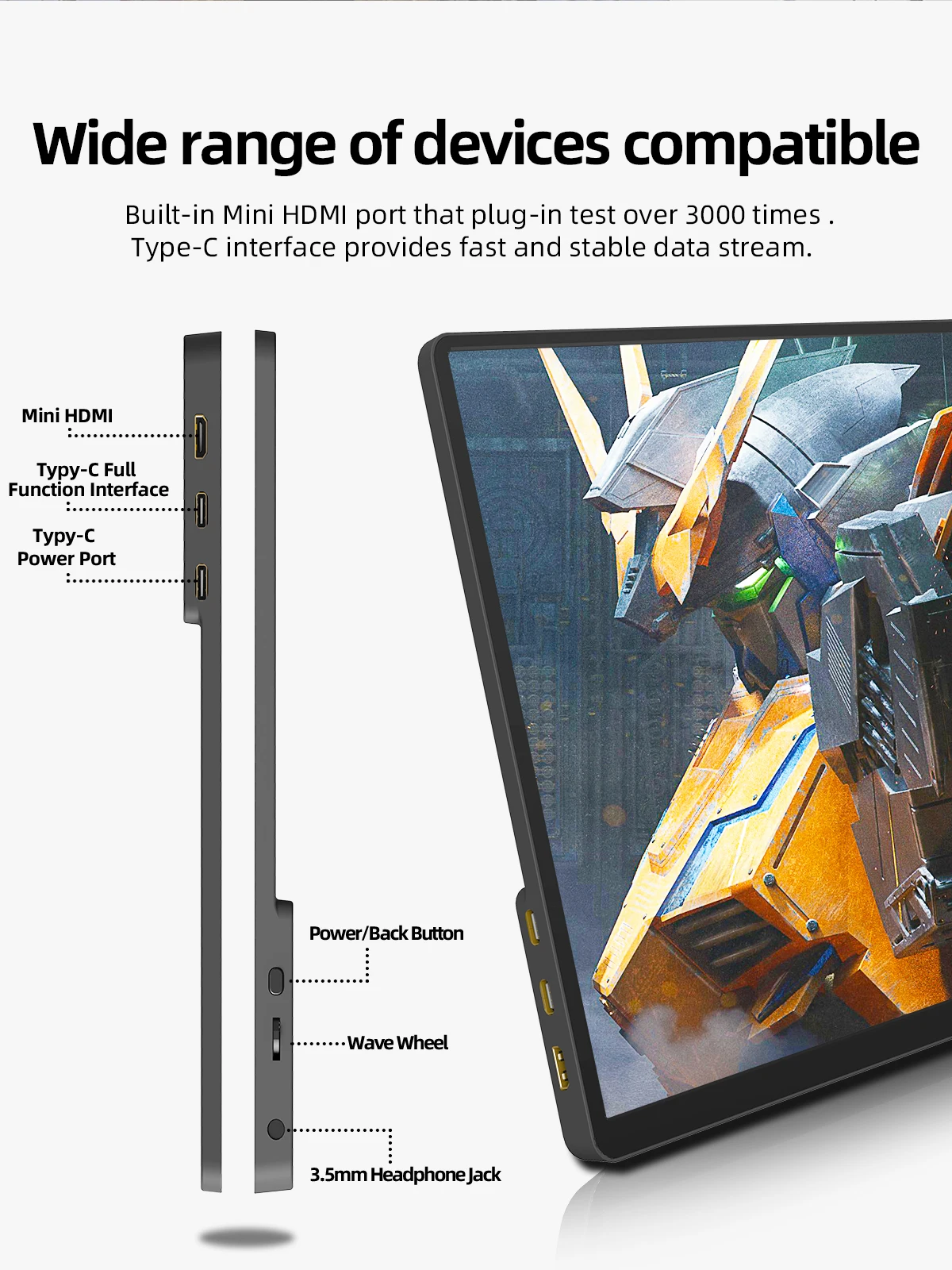 ZSUS 2160*1440 14-inch 2K Portable Monitor 60HZ For Laptop XBox PS4 / 5 Switch TV Box Cell Phone ...