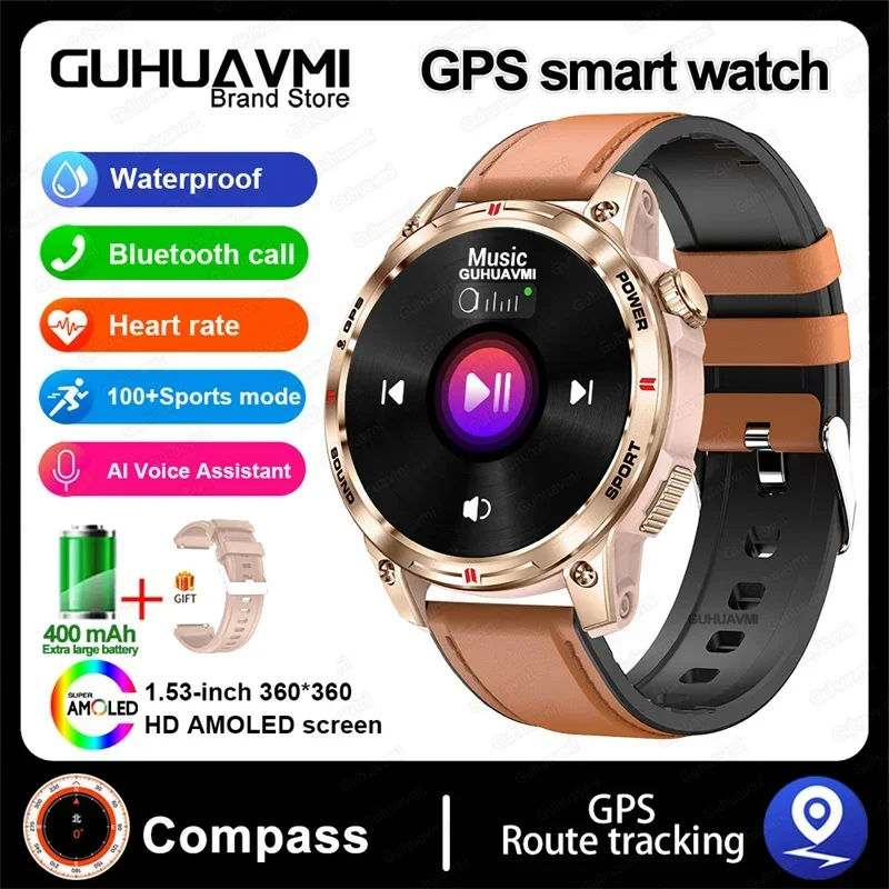 2024 New Outdoor Military GPS Smart Watch Men AMOLED HD Screen Heart ...