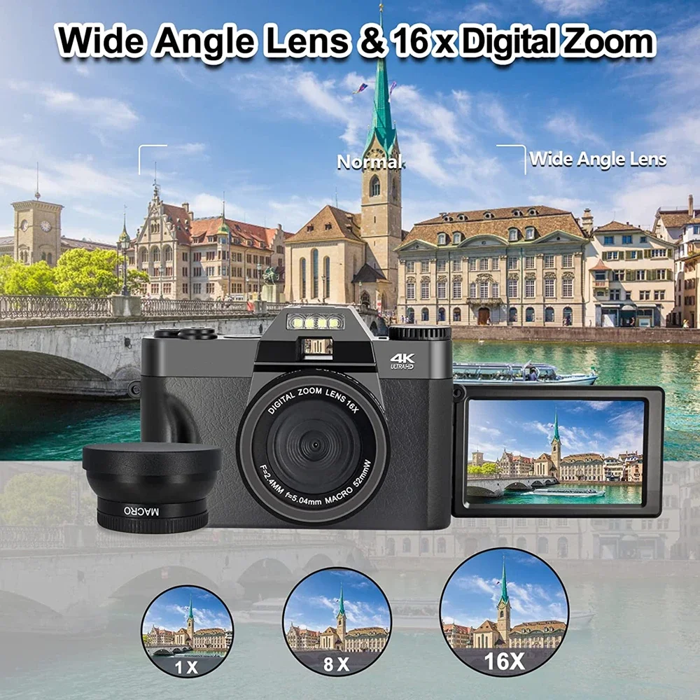 4K Digital Camera for Photography 48MP WiFi Autofocus Compact Video Camera 16X Digital Zoom Anti ...