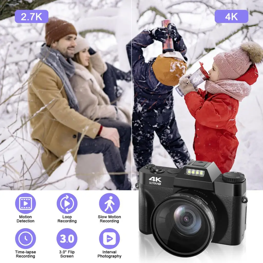 4K Digital Camera for Photography 48MP WiFi Autofocus Compact Video Camera 16X Digital Zoom Anti ...