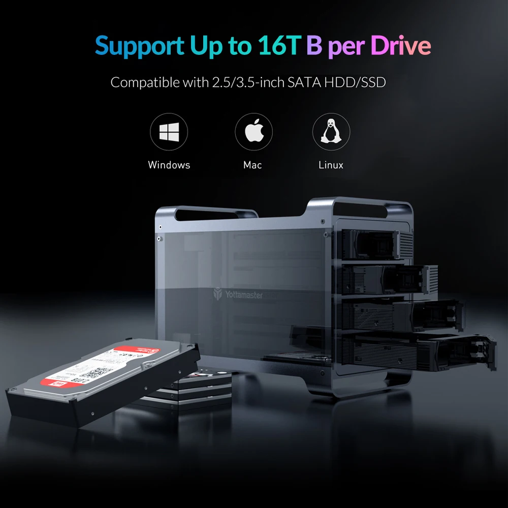 Yottamaster 2.5 3.5 inch SATA HDD SSD Enclosure 4/5 Bay RAID External ...