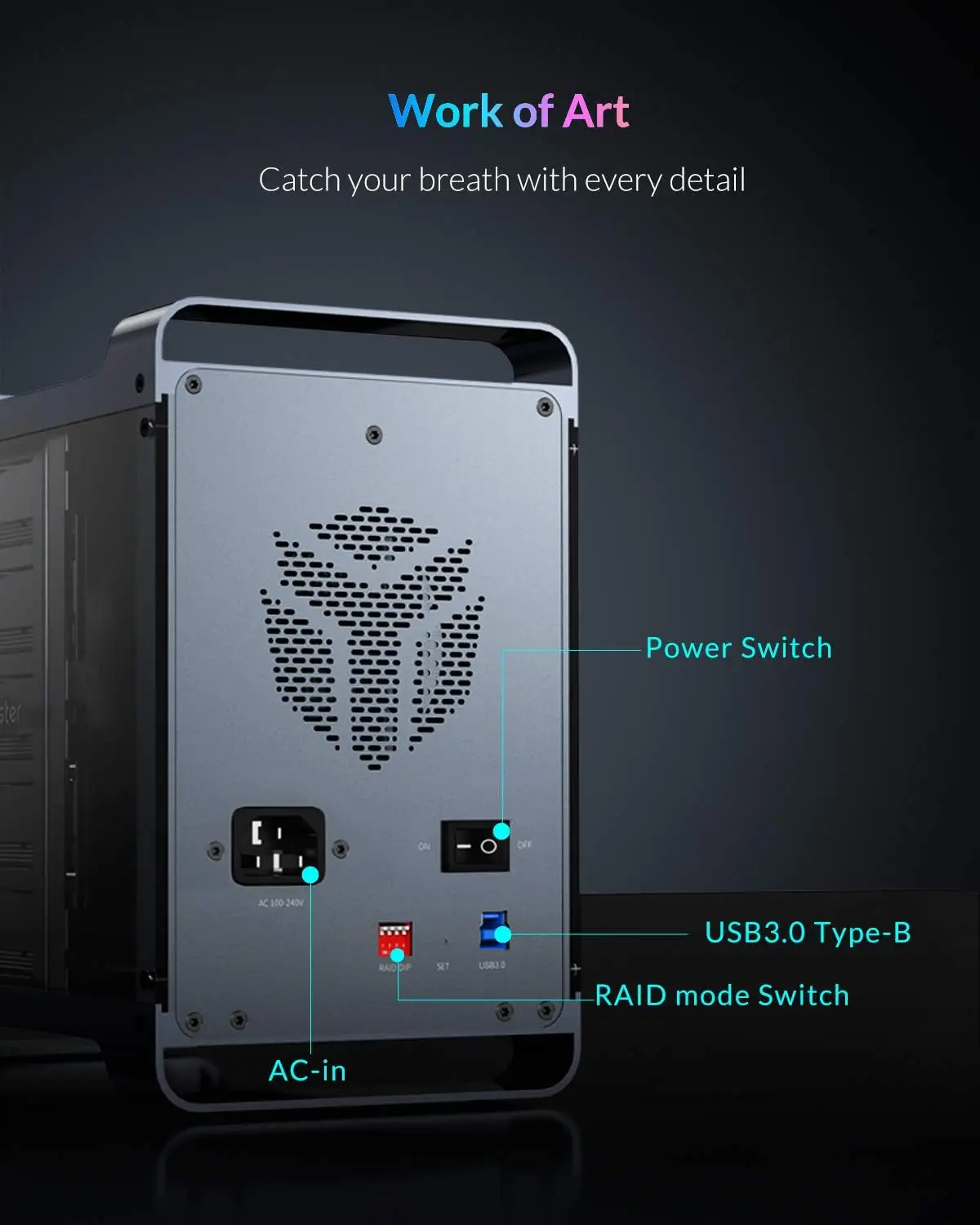 Yottamaster 4-Slot RAID External Hard Drive Enclosure 2.5" & 3.5" SATA HDD/SSD Enclosure with ...