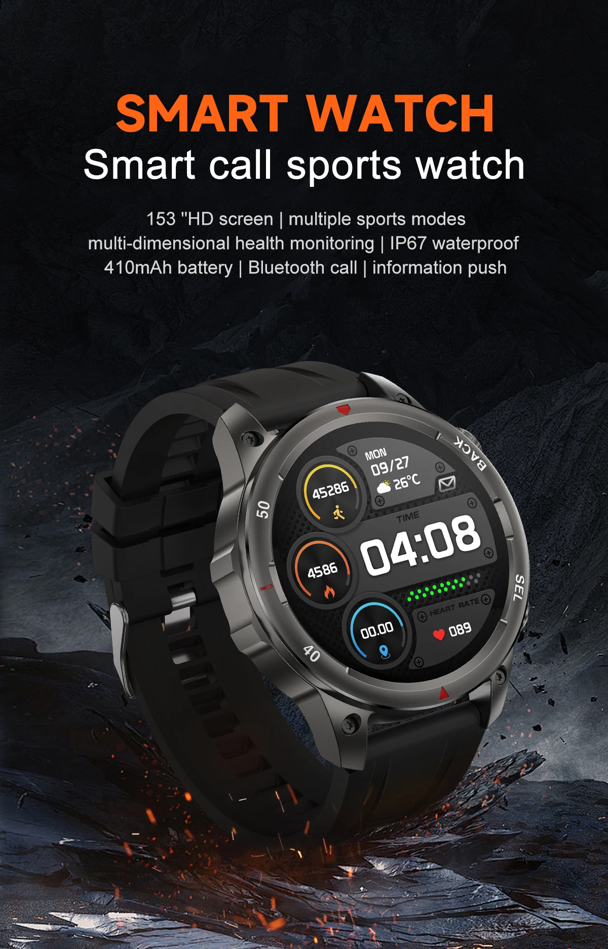 New high-end men’s smart Bluetooth call smartwatch IP67 GPS sports ...