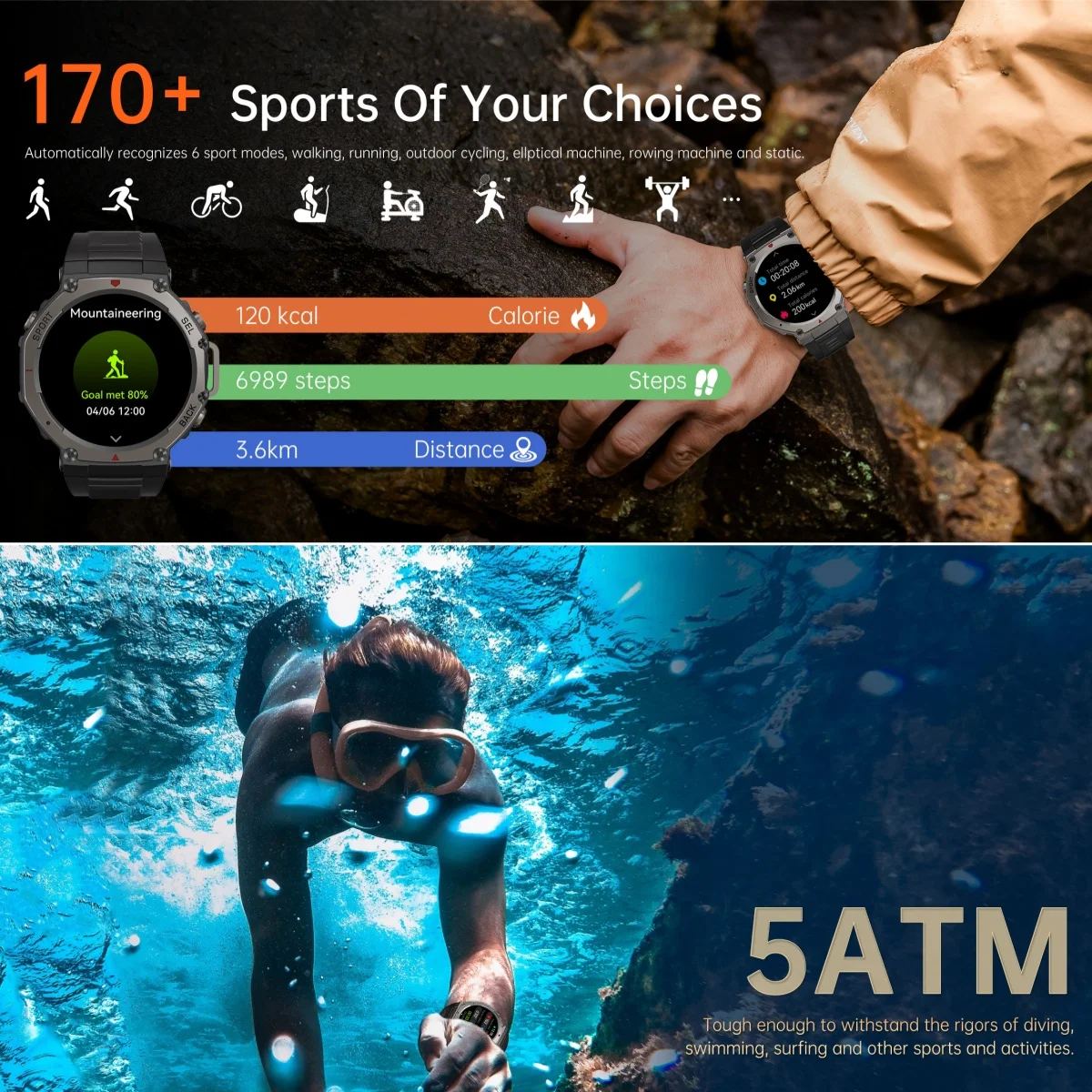 2025 NEW VWAR T-Rex 3 GPS Smart Watch For Men Smartwatch Compass ...