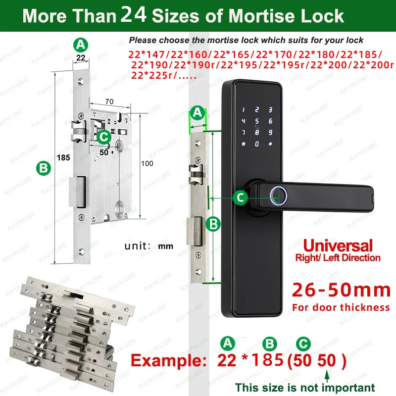 K20 9-language Biometric Fingerprint Door Lock Electronic Door Lock with Tuya APP/IC Card ...